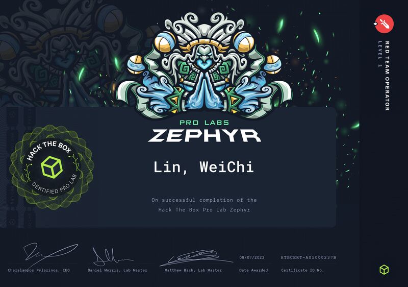 Wei-Chi Lin on LinkedIn: Just completed Zephyr, first prolab I ... Wei-Chi Lin on LinkedIn: Just completed Zephyr, first prolab I ...