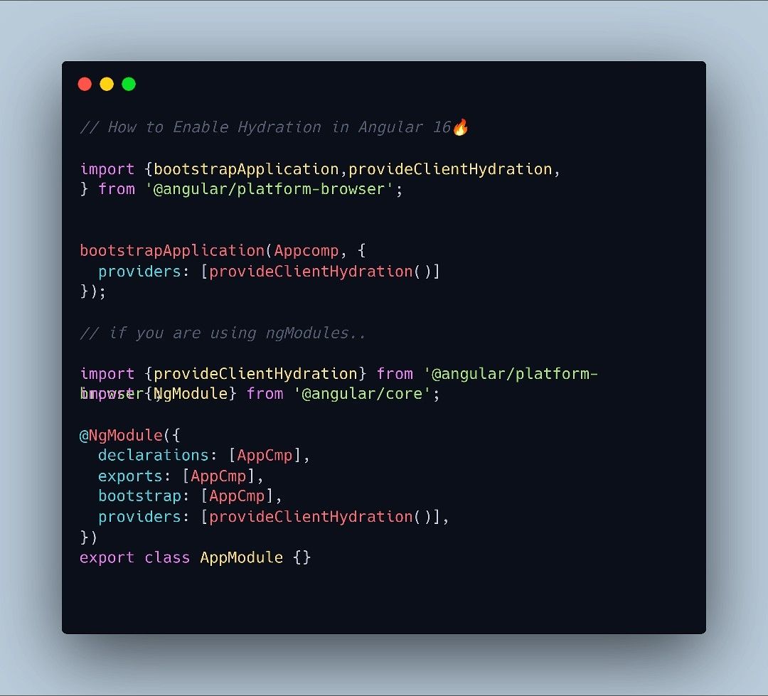 Teja G. on LinkedIn: #angular16 #hydration #angular #javascript #html # ... Teja G. on LinkedIn: #angular16 #hydration #angular #javascript #html # ...