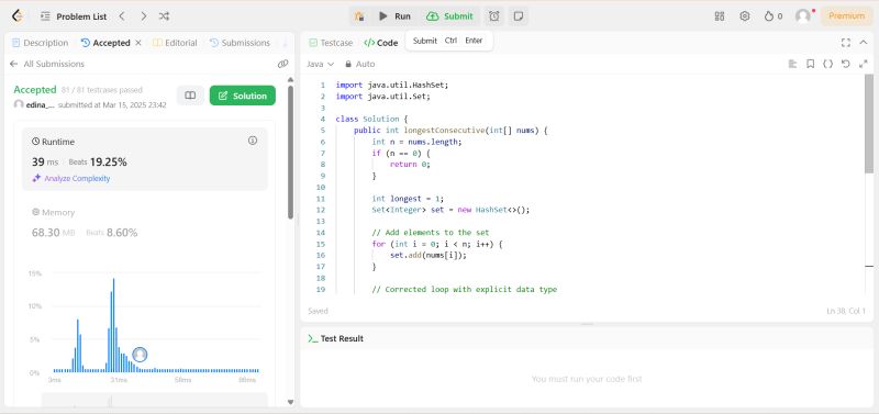 #100daysofcode #leetcode #java #hashset #consecutivesequence⦠| Edina A #100daysofcode #leetcode #java #hashset #consecutivesequence⦠| Edina A