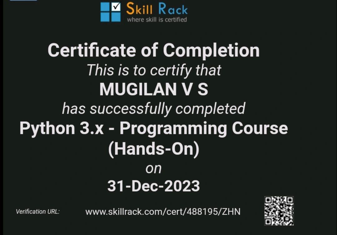 MUGILAN V S on LinkedIn: #connections #pythonprogramming #skillrack MUGILAN V S on LinkedIn: #connections #pythonprogramming #skillrack