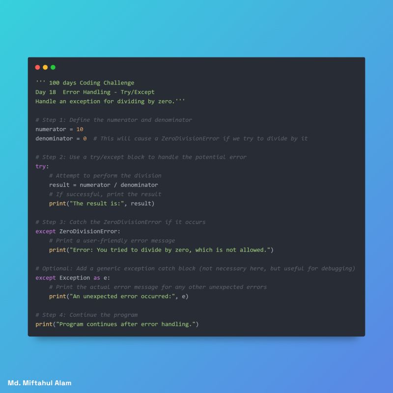 #100dayspythonchallenge #pythonprogramming #errorhandling ... #100dayspythonchallenge #pythonprogramming #errorhandling ...
