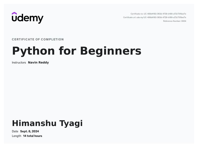 Himanshu Tyagi on LinkedIn: #python #programming #udemy #learning # ... Himanshu Tyagi on LinkedIn: #python #programming #udemy #learning # ...