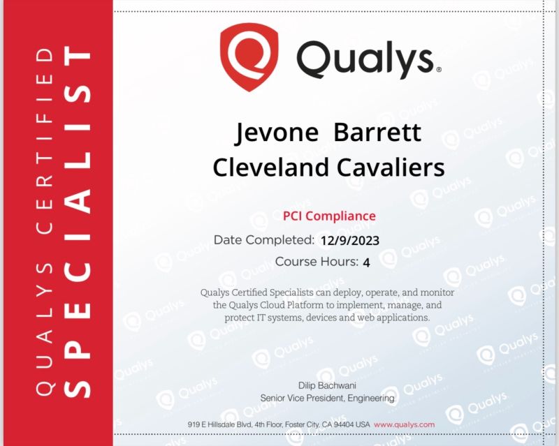 Jevone Barrett on LinkedIn: #cybersecurity #pcidss #qualys Jevone Barrett on LinkedIn: #cybersecurity #pcidss #qualys