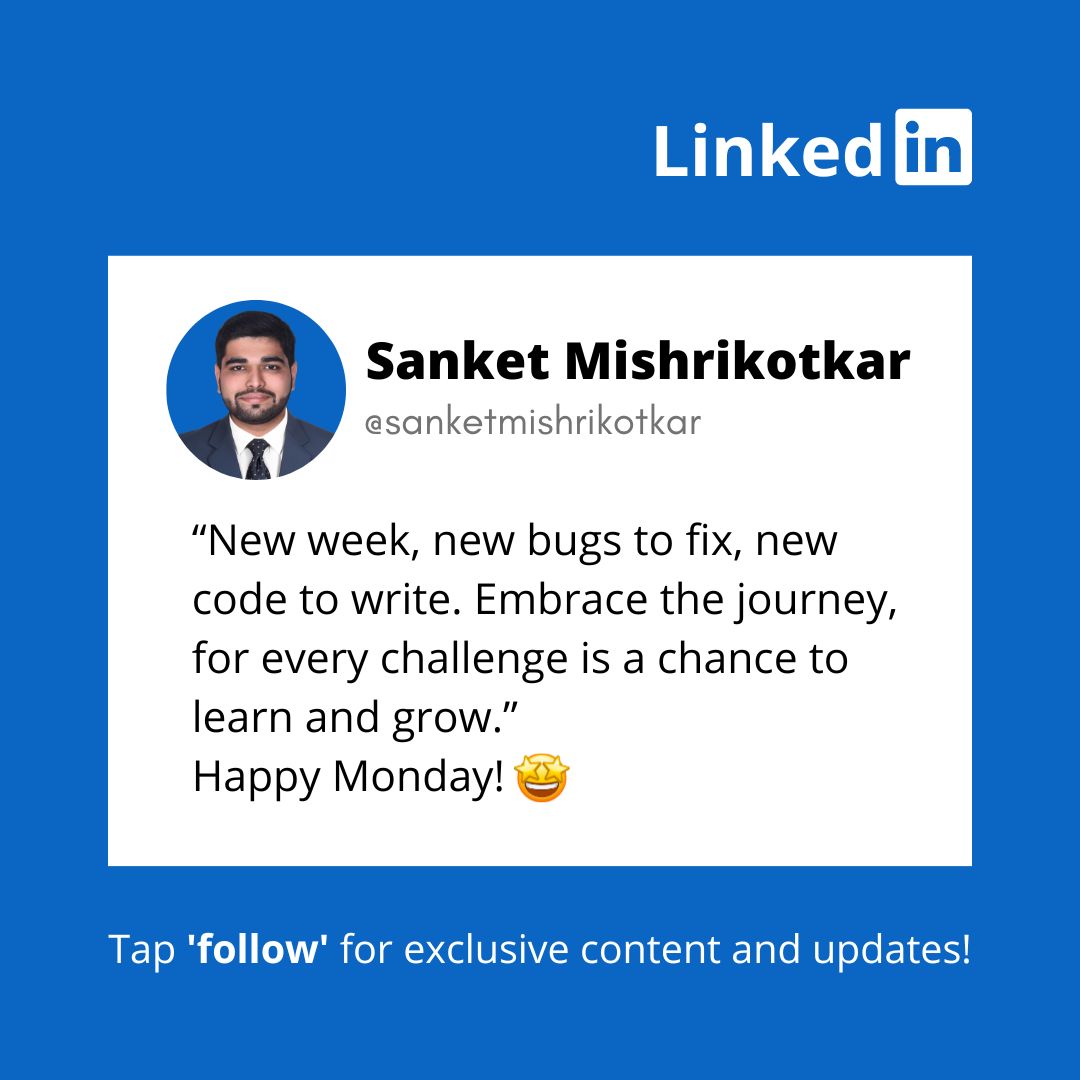 Sanket Mishrikotkar on LinkedIn: #happymonday #connections #itindustry ... Sanket Mishrikotkar on LinkedIn: #happymonday #connections #itindustry ...