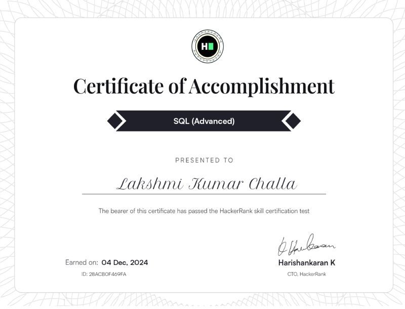 Lakshmi Kumar Challa on LinkedIn: #sql #advancedsql #databasemanagement ... Lakshmi Kumar Challa on LinkedIn: #sql #advancedsql #databasemanagement ...