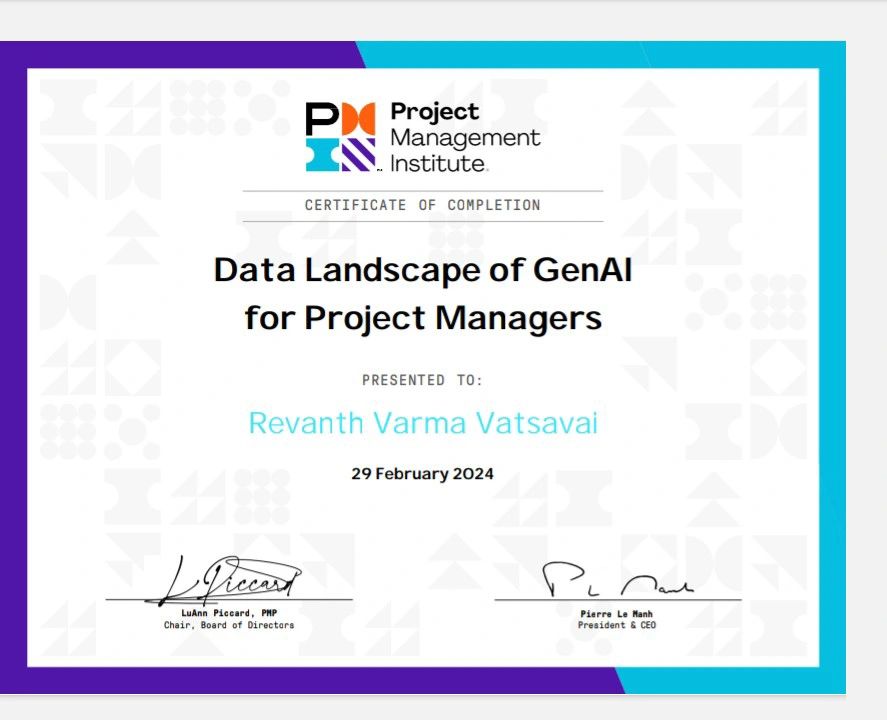 Revanth Varma Vatsavai, MBA, PMP on LinkedIn: #pmixai #pmi #pmipcc # ... Revanth Varma Vatsavai, MBA, PMP on LinkedIn: #pmixai #pmi #pmipcc # ...