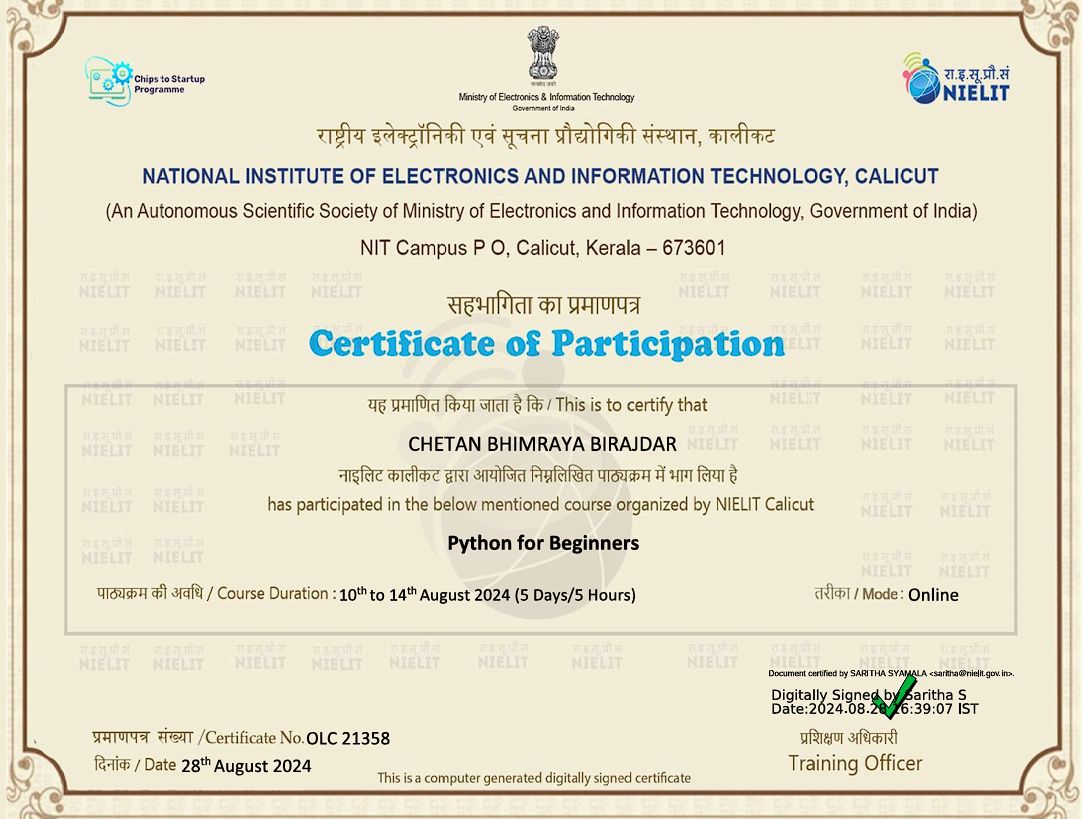 Chetan Birajdar on LinkedIn: #python #programming #certificate # ... Chetan Birajdar on LinkedIn: #python #programming #certificate # ...