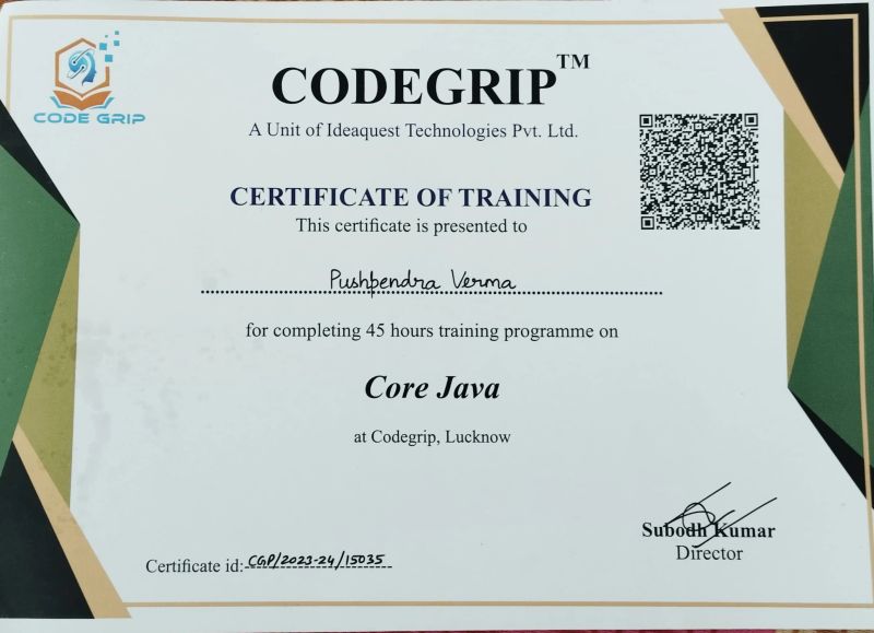 Pushpendra Verma on LinkedIn: #corejava #certification #javadevelopment ... Pushpendra Verma on LinkedIn: #corejava #certification #javadevelopment ...