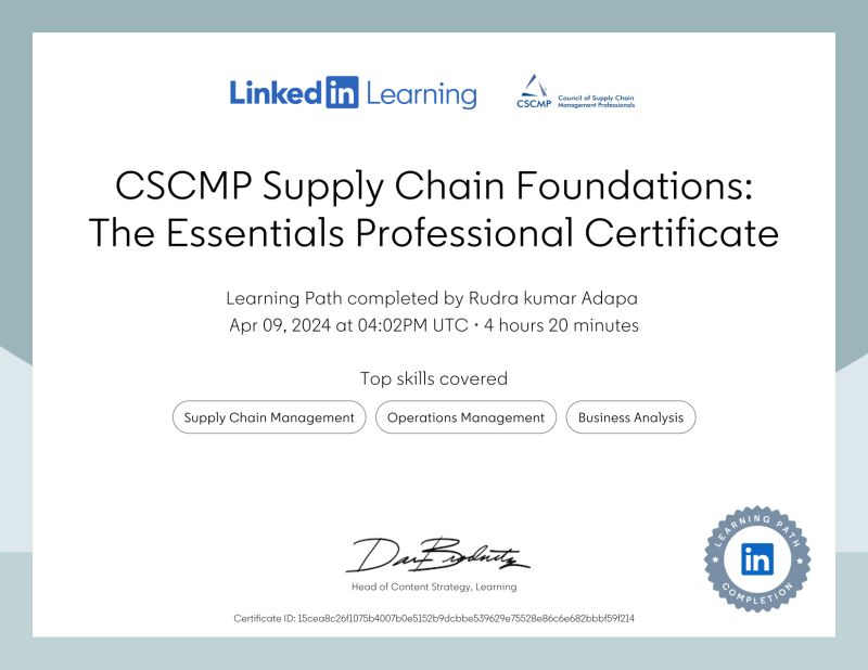Rudra kumar Adapa on LinkedIn: Certificate of Completion Rudra kumar Adapa on LinkedIn: Certificate of Completion
