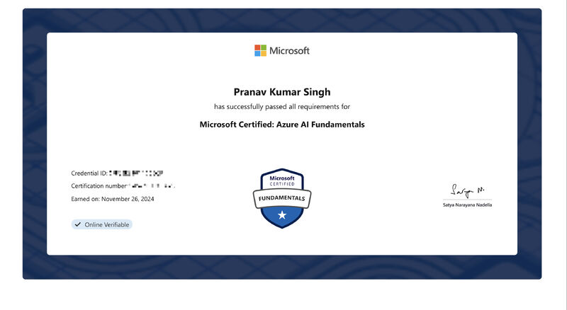 Pranav Singh on LinkedIn: #microsoftcertified #ai #machinelearning # ... Pranav Singh on LinkedIn: #microsoftcertified #ai #machinelearning # ...