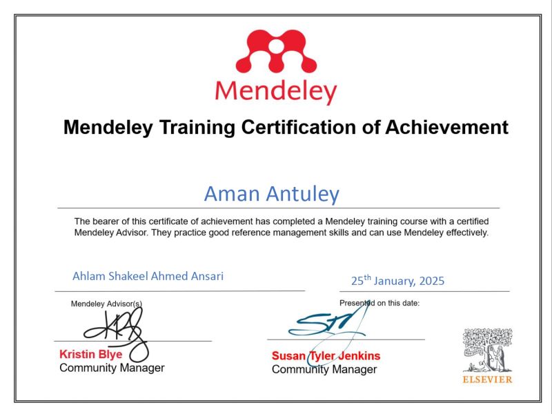 Aman Antuley on LinkedIn: #achievementunlocked #mendeleycertified # ... Aman Antuley on LinkedIn: #achievementunlocked #mendeleycertified # ...