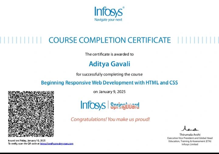 Just completed the Infosys Springboard course on Beginning Responsive ... Just completed the Infosys Springboard course on Beginning Responsive ...