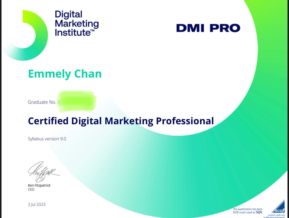 Finally received my certificate in digital marketing! 🤩 | Emmely Chan Finally received my certificate in digital marketing! 🤩 | Emmely Chan