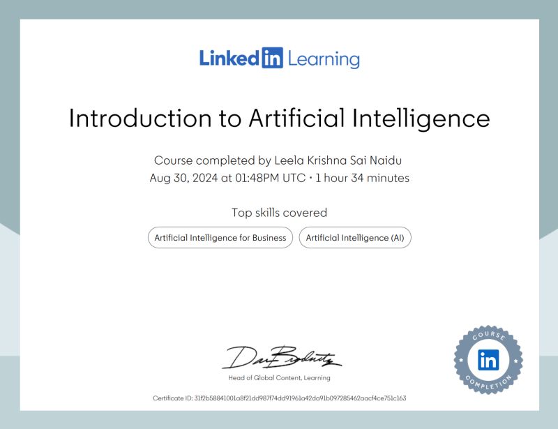 Leela Krishna Sai Naidu on LinkedIn: #linkedinlearning Leela Krishna Sai Naidu on LinkedIn: #linkedinlearning