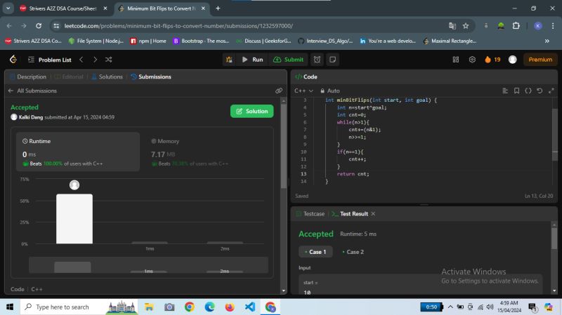 Kalki Dang on LinkedIn: Today I solved Minimum Bit Flips to convert a ... Kalki Dang on LinkedIn: Today I solved Minimum Bit Flips to convert a ...