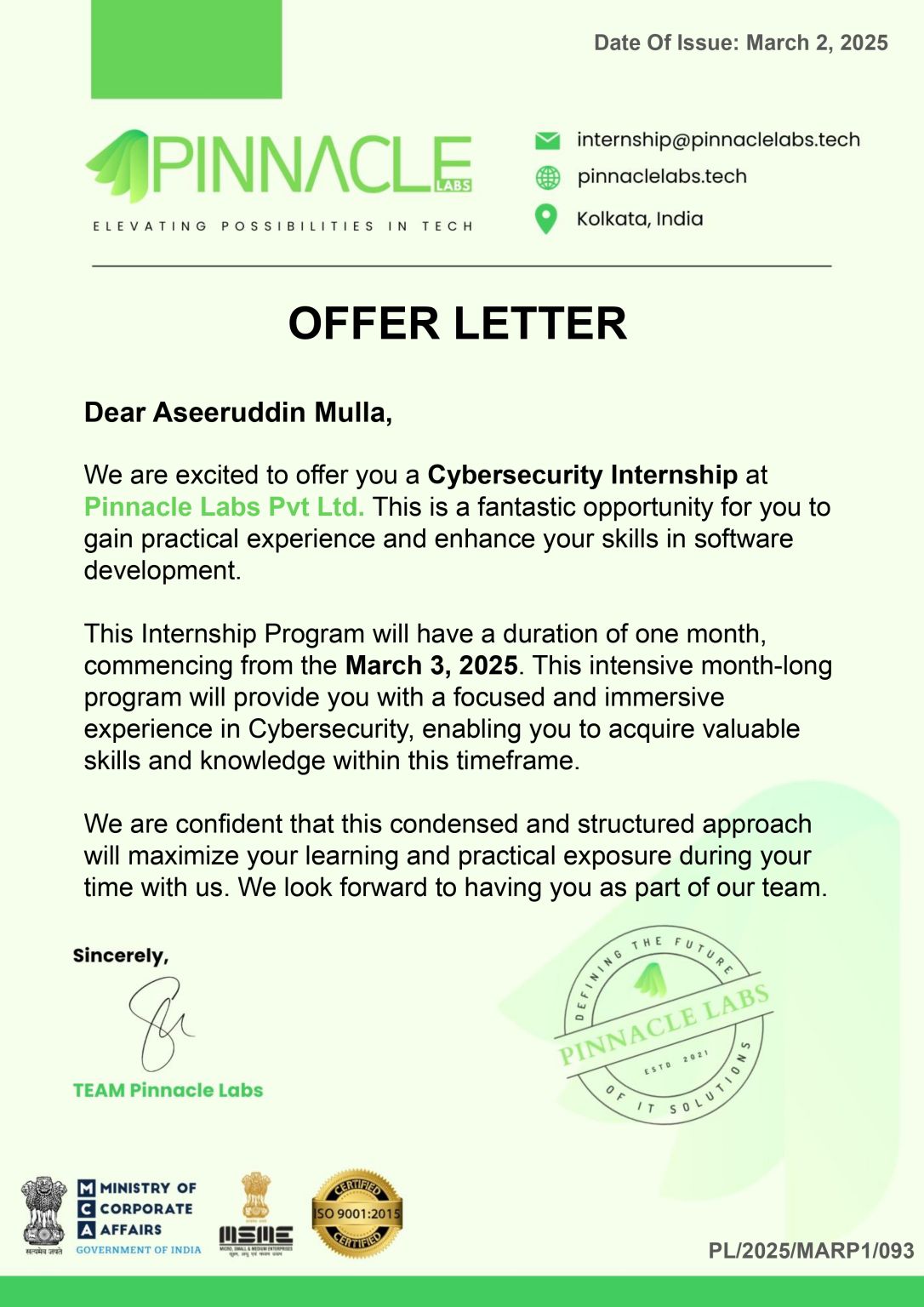 #pinnaclelabs #internship2025 | Aseeruddin Mulla #pinnaclelabs #internship2025 | Aseeruddin Mulla