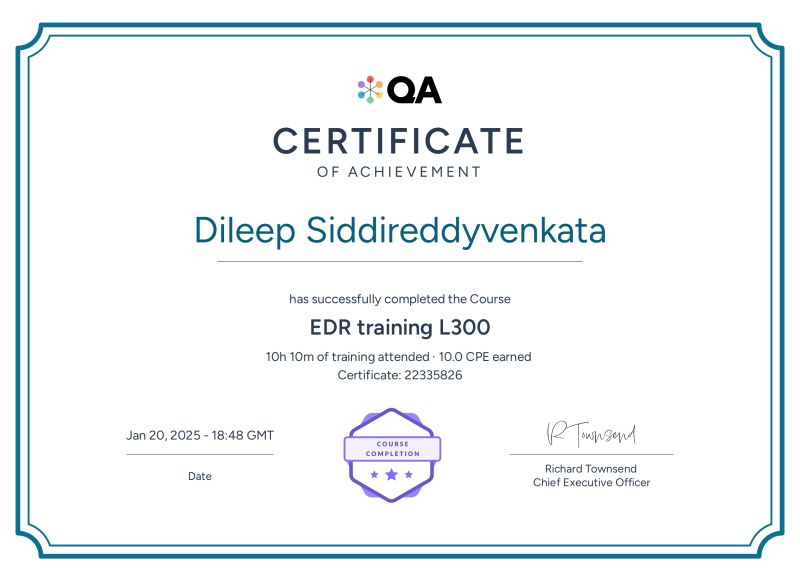 Siddireddy Venkata Dileep kumar Reddy on LinkedIn: #cloudacademy #edr # ... Siddireddy Venkata Dileep kumar Reddy on LinkedIn: #cloudacademy #edr # ...