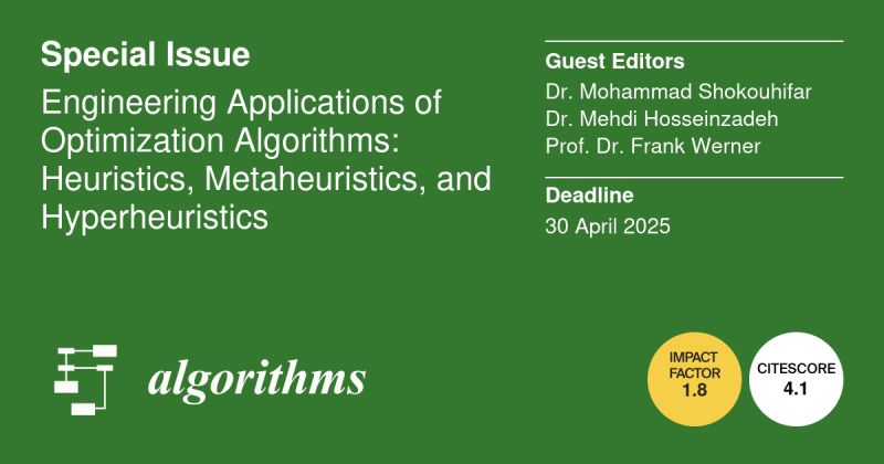 Algorithms MDPI on LinkedIn: #specialissue #heuristic #metaheuristic # ... Algorithms MDPI on LinkedIn: #specialissue #heuristic #metaheuristic # ...