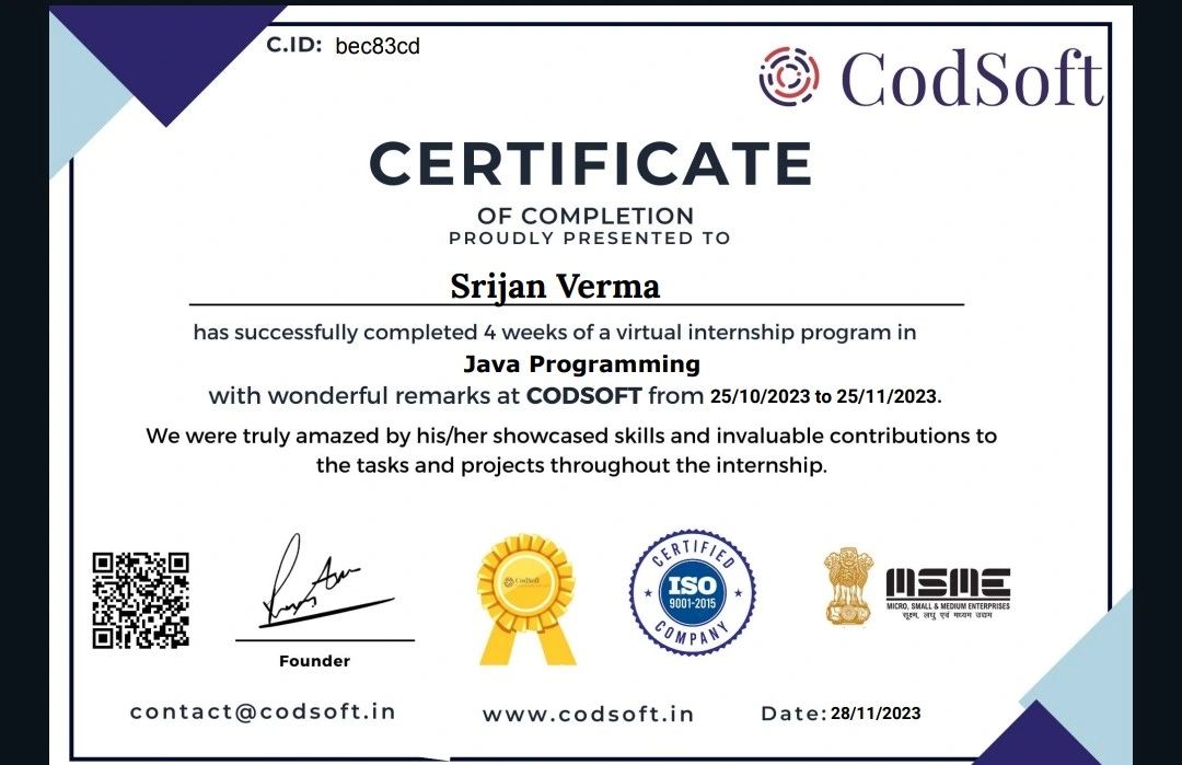 srijan verma on LinkedIn: #codsoft #internship srijan verma on LinkedIn: #codsoft #internship