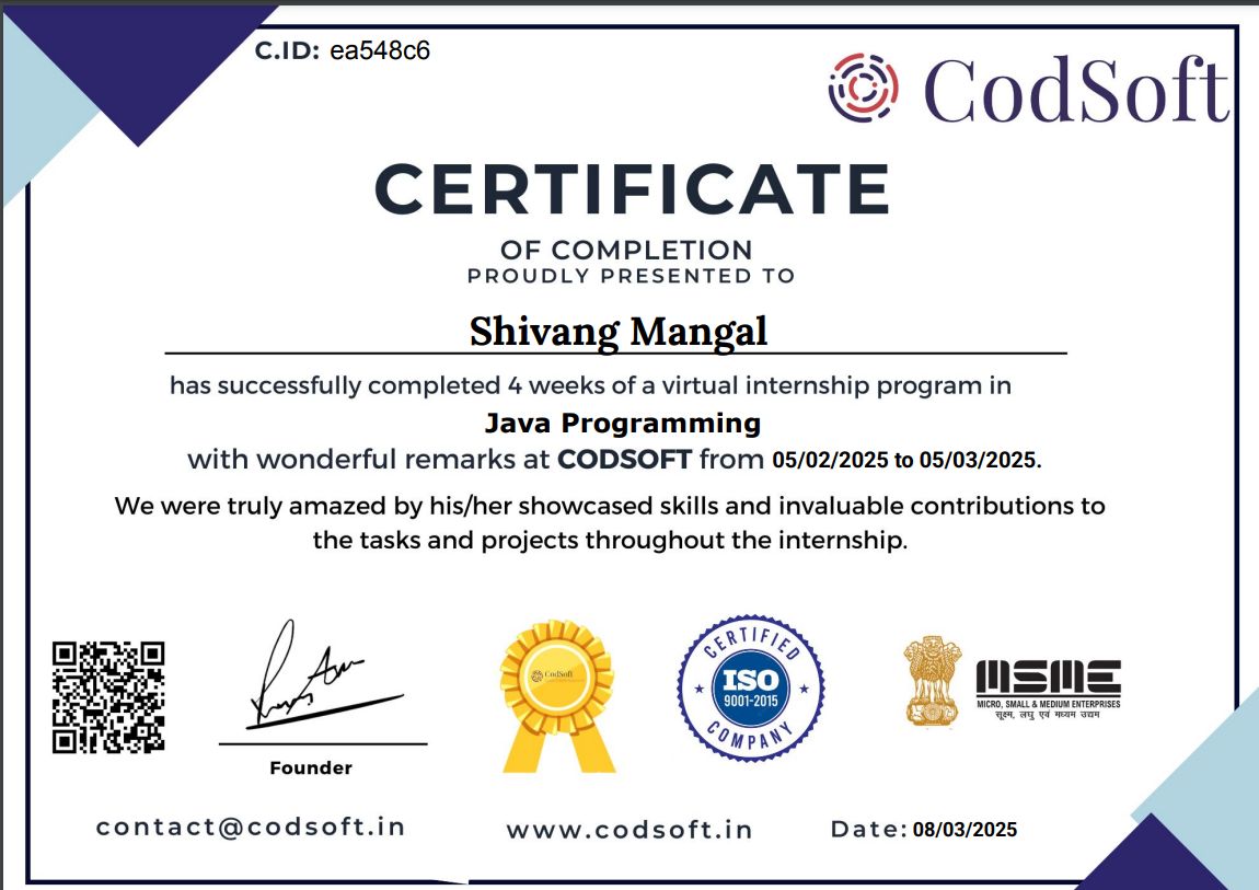 #java #internship #codsoft #programming #learning #softwaredevelopment ... #java #internship #codsoft #programming #learning #softwaredevelopment ...