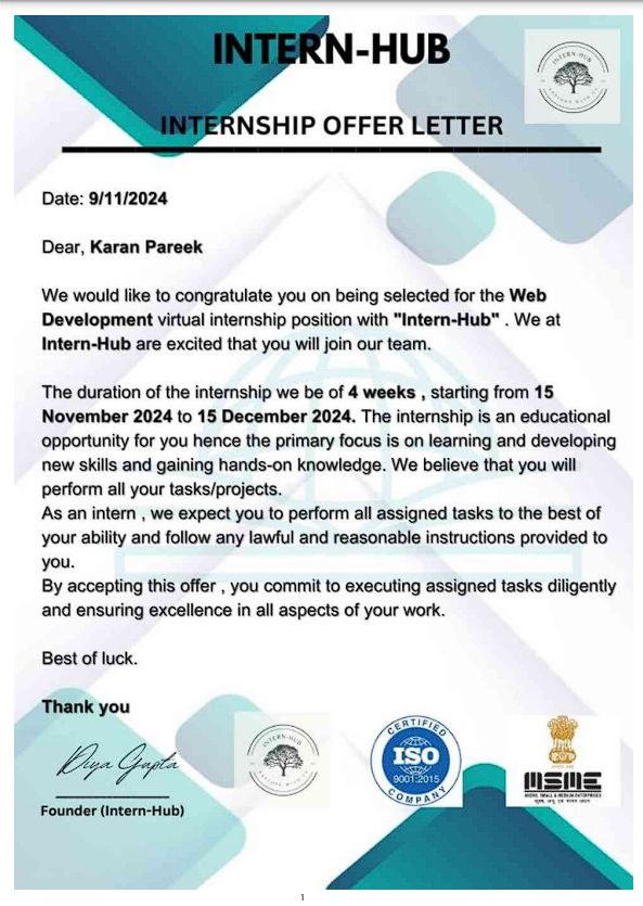Karan Pareek on LinkedIn: #intern #internship Karan Pareek on LinkedIn: #intern #internship