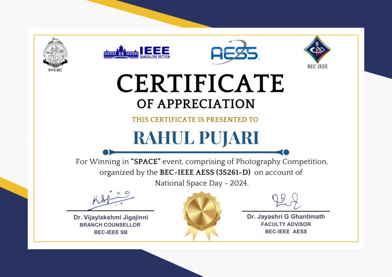 Rahul pujari on LinkedIn: #photography #ieee #aess #achievement Rahul pujari on LinkedIn: #photography #ieee #aess #achievement
