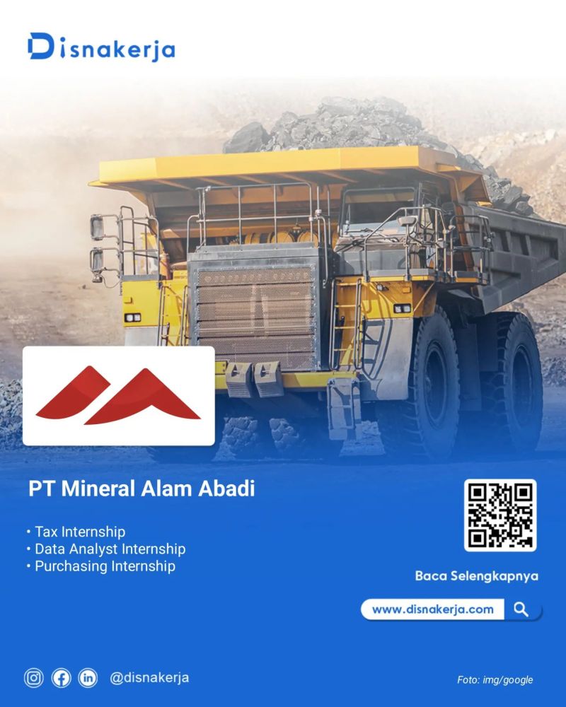 DISNAKERJA on LinkedIn: Lowongan Kerja PT Mineral Alam Abadi ... DISNAKERJA on LinkedIn: Lowongan Kerja PT Mineral Alam Abadi ...