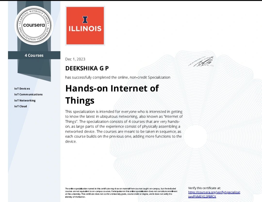 Deekshika GP on LinkedIn: #iot #coursera #continuouslearning Deekshika GP on LinkedIn: #iot #coursera #continuouslearning