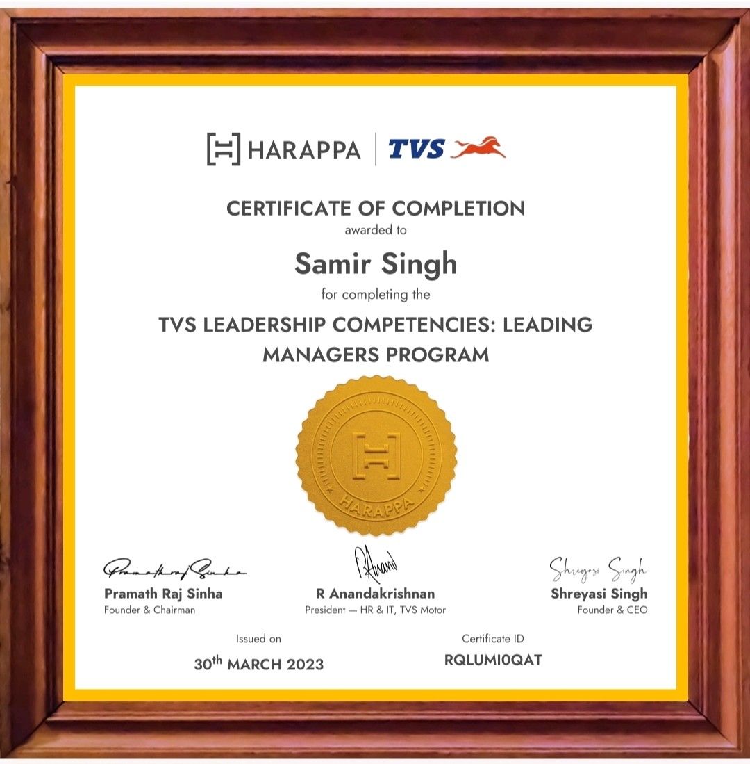 Samir Kumar Singh on LinkedIn: #tvsmotorcompany #learning #leadership Samir Kumar Singh on LinkedIn: #tvsmotorcompany #learning #leadership