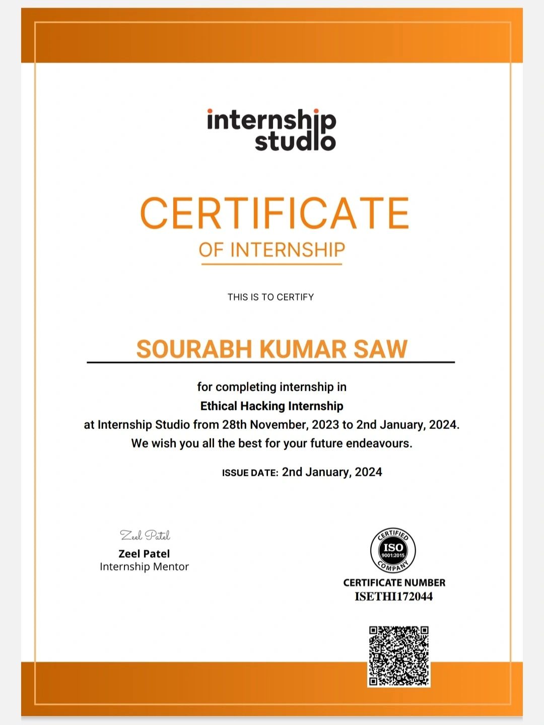#internship #ethicalhacking | Sourabh Kumar #internship #ethicalhacking | Sourabh Kumar