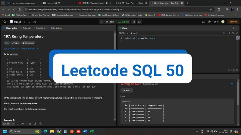 L Divya on LinkedIn: #leetcode #sql #datanalayst L Divya on LinkedIn: #leetcode #sql #datanalayst