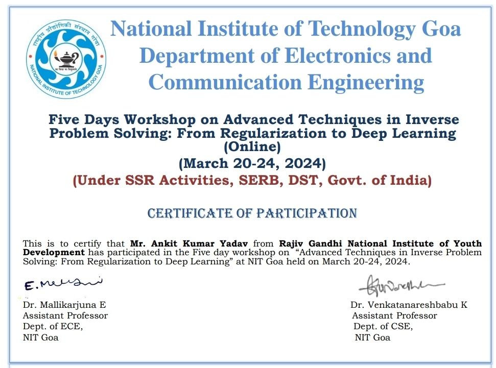 ANKIT KUMAR YADAV on LinkedIn: #nitgoa ANKIT KUMAR YADAV on LinkedIn: #nitgoa