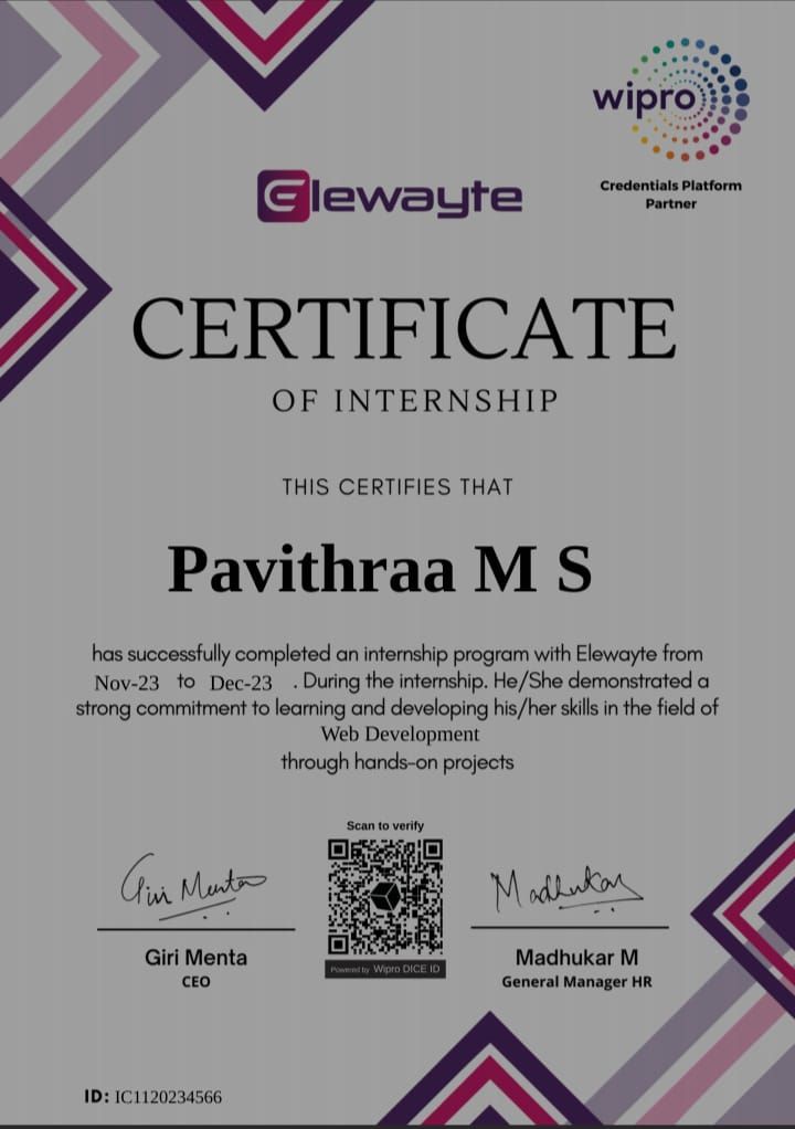 PAVITHRAA M S on LinkedIn: #webdevelopment #internshipcompletion # ... PAVITHRAA M S on LinkedIn: #webdevelopment #internshipcompletion # ...