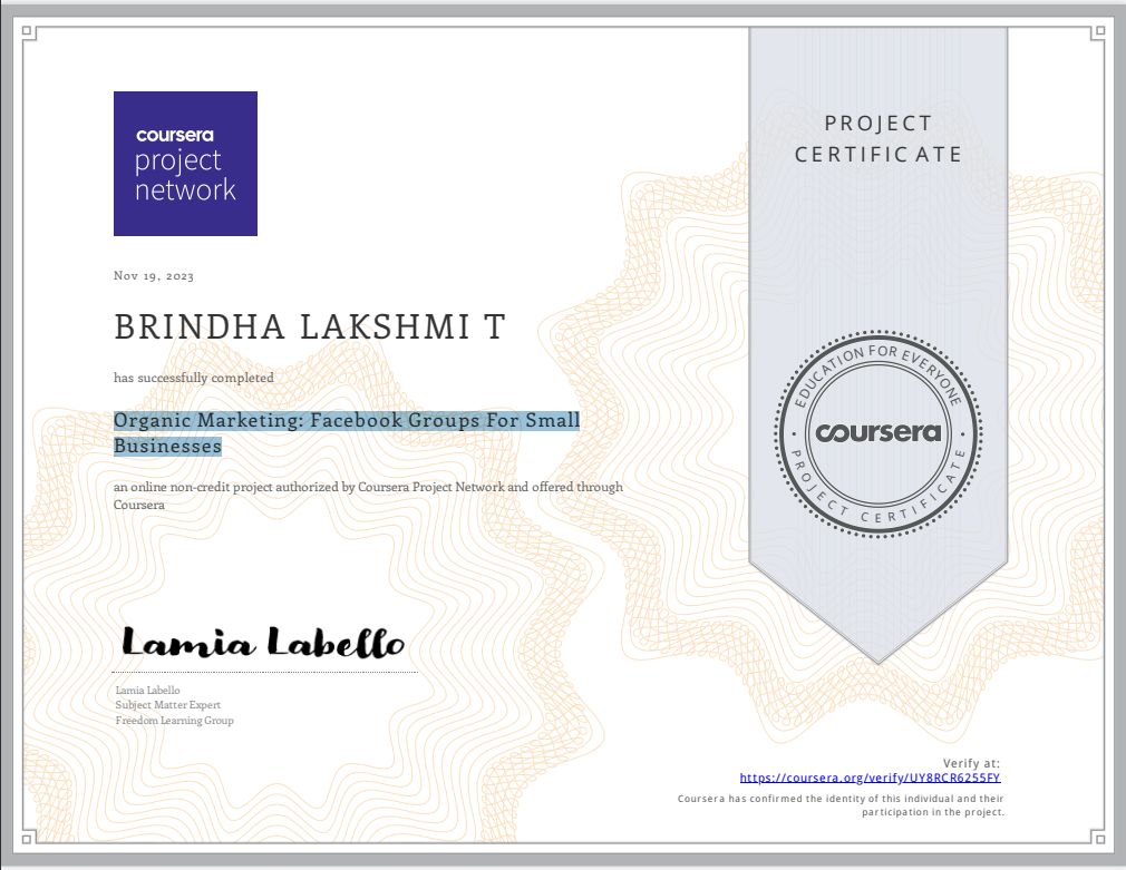 Completed Coursera course! #CourseraGrad | BRINDHA LAKSHMI T posted on ... Completed Coursera course! #CourseraGrad | BRINDHA LAKSHMI T posted on ...