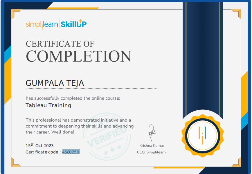 Learned Tableau for data visualization | Gumpala Teja posted on the ... Learned Tableau for data visualization | Gumpala Teja posted on the ...