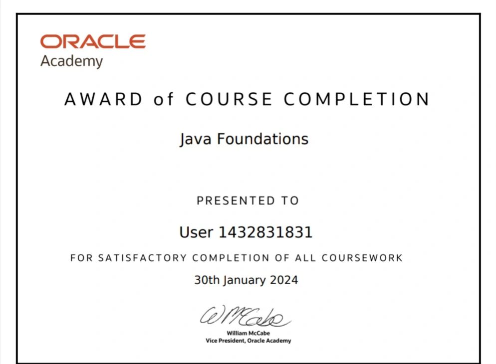Aryan Tyagi on LinkedIn: #java #oracleacademy #continuouslearning Aryan Tyagi on LinkedIn: #java #oracleacademy #continuouslearning