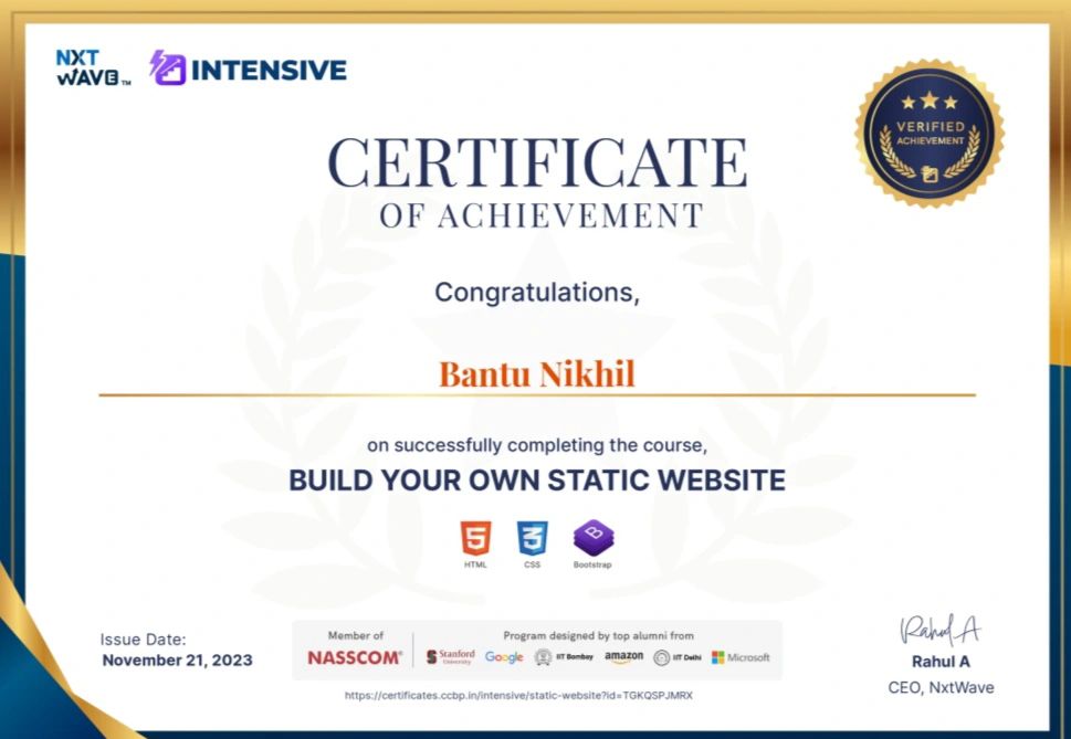 Nikhil Bantu on LinkedIn: #nxtwave Nikhil Bantu on LinkedIn: #nxtwave