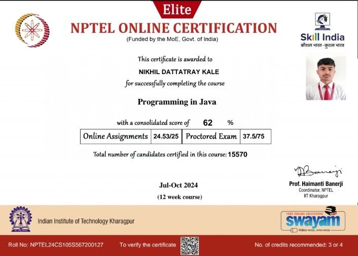 Kale Nikhil on LinkedIn: #nptel #programming Kale Nikhil on LinkedIn: #nptel #programming