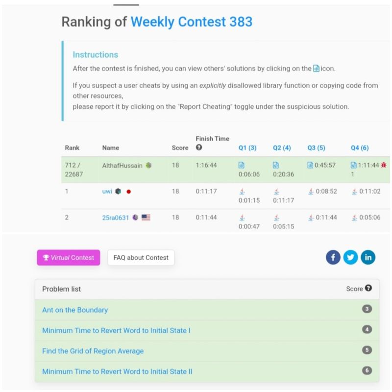 Mohammed Althaf Hussain Shaik on LinkedIn: #leetcode #weeklycontest # ... Mohammed Althaf Hussain Shaik on LinkedIn: #leetcode #weeklycontest # ...