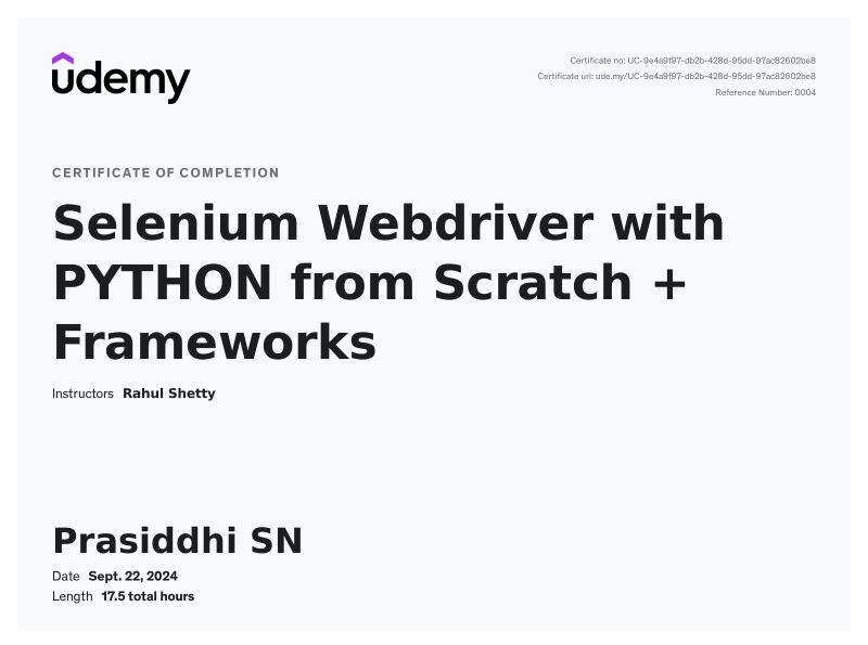 Prasiddhi SN on LinkedIn: #selenium #python #automationtesting # ... Prasiddhi SN on LinkedIn: #selenium #python #automationtesting # ...