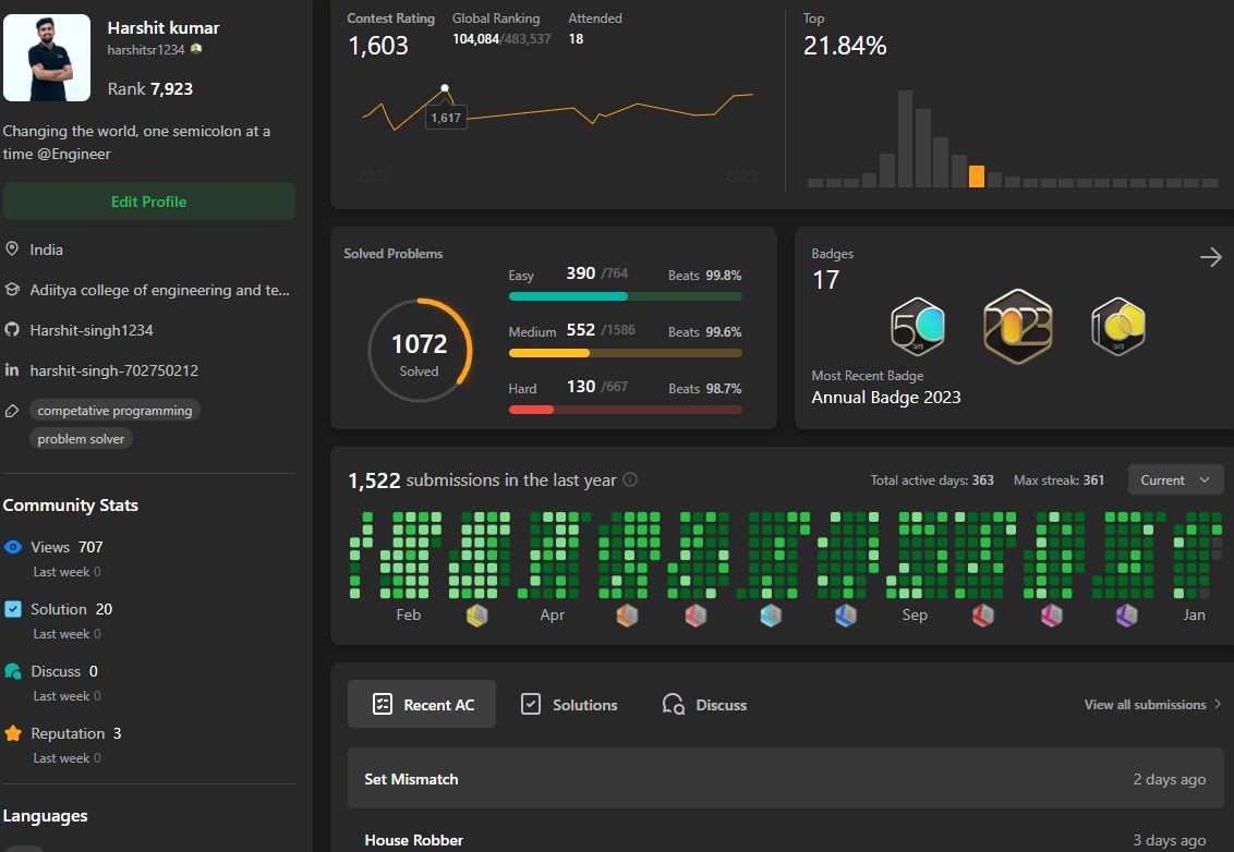 Harshit Singh on LinkedIn: 🎉 Finally 1000+ LeetCode problems and 365 ... Harshit Singh on LinkedIn: 🎉 Finally 1000+ LeetCode problems and 365 ...