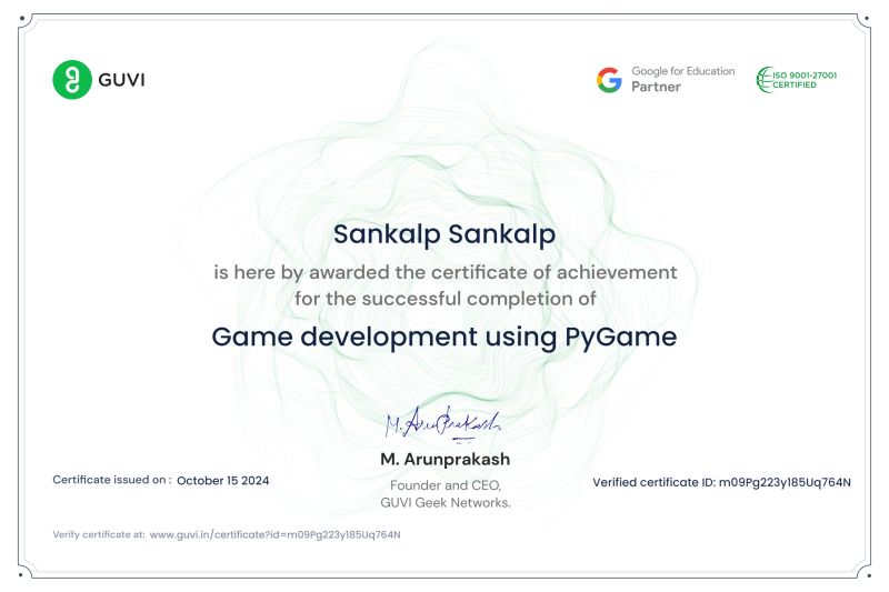 Sankalp Sankalp on LinkedIn: #python #pygame Sankalp Sankalp on LinkedIn: #python #pygame