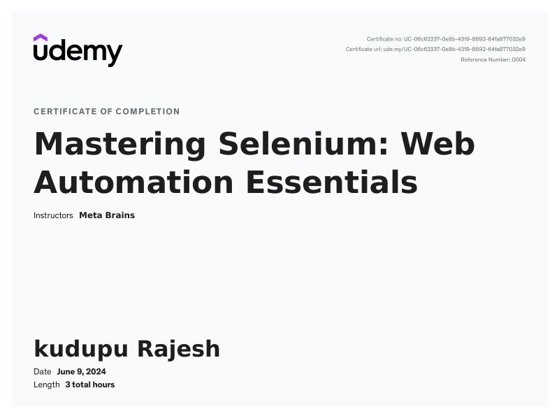 Rajesh Kudupu on LinkedIn: Mastering Selenium: Web Automation Essentials Rajesh Kudupu on LinkedIn: Mastering Selenium: Web Automation Essentials
