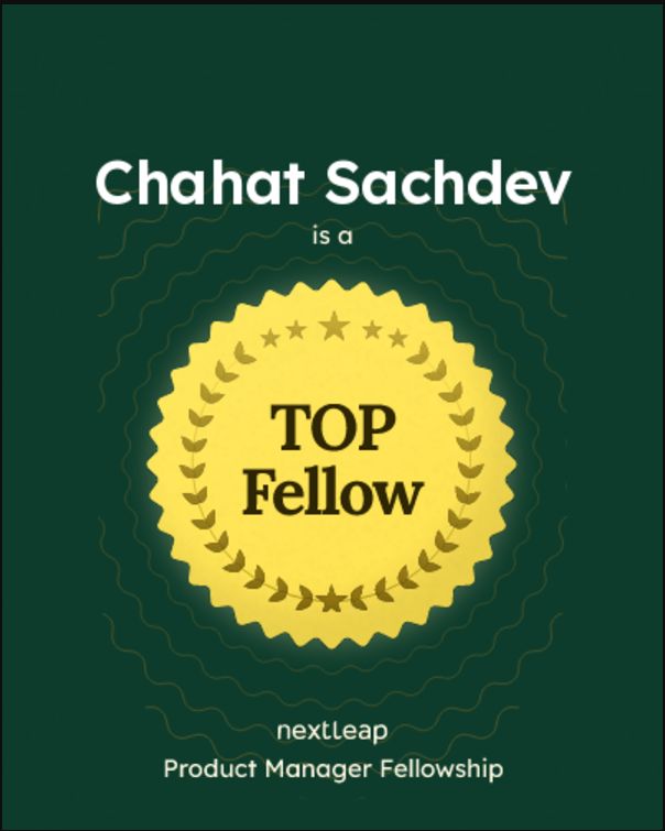 Chahat Sachdev on LinkedIn: #productmanagement #topfellow #nextleap # ... Chahat Sachdev on LinkedIn: #productmanagement #topfellow #nextleap # ...