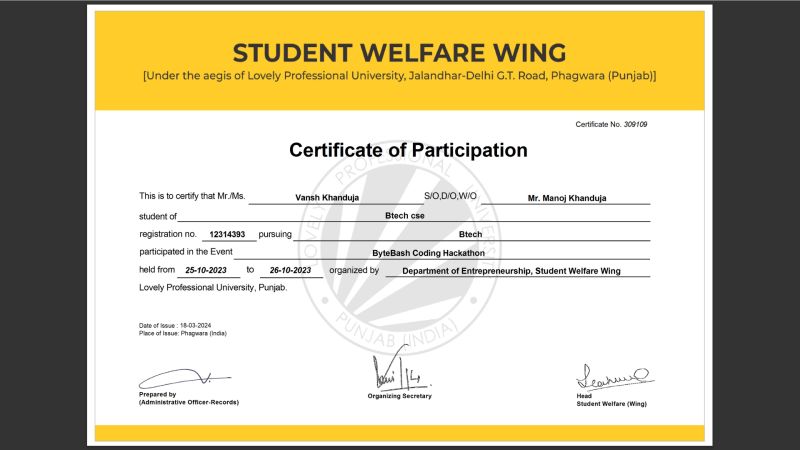 Vansh Khanduja on LinkedIn: #hackathon #coding #certification #bytebash ... Vansh Khanduja on LinkedIn: #hackathon #coding #certification #bytebash ...