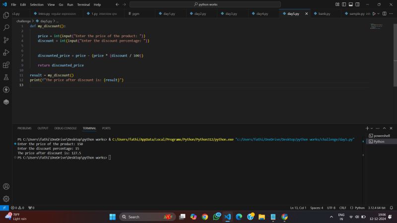 Fathima P.S on LinkedIn: #python #50daysofcode #codingjourney # ... Fathima P.S on LinkedIn: #python #50daysofcode #codingjourney # ...