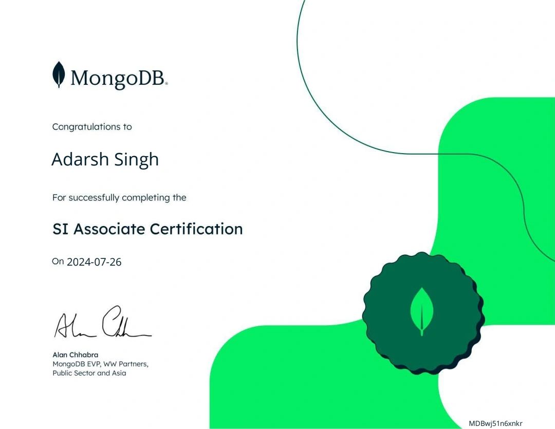 Adarsh Yadav on LinkedIn: #mongodb #certification #databaseadmin Adarsh Yadav on LinkedIn: #mongodb #certification #databaseadmin