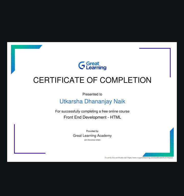 #frontenddevelopment #html #webdevelopment #greatlearning | Utkarsha Naik #frontenddevelopment #html #webdevelopment #greatlearning | Utkarsha Naik
