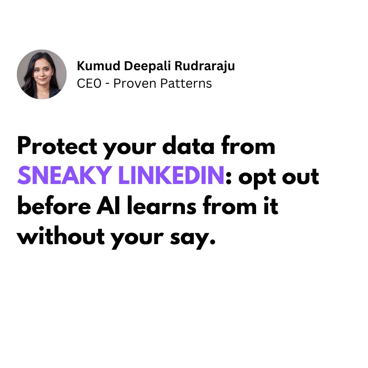 Kumud Deepali R. on LinkedIn: 🚨 Did you know LinkedIn is using your ... Kumud Deepali R. on LinkedIn: 🚨 Did you know LinkedIn is using your ...