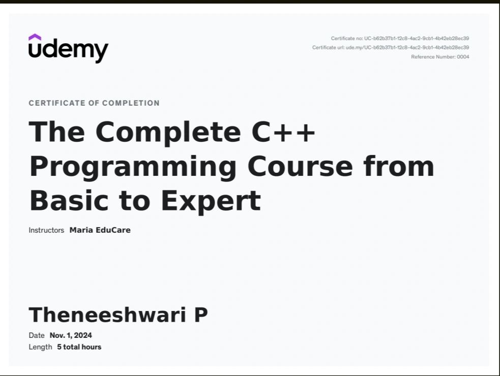 Theneeshwari P on LinkedIn: #cpp #programming #softwaredevelopment # ... Theneeshwari P on LinkedIn: #cpp #programming #softwaredevelopment # ...